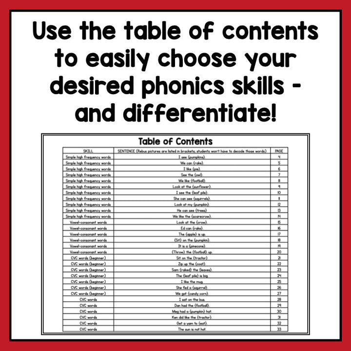 Decodable Sentence Scrambles for Kindergarten | Fall Theme – Learning ...