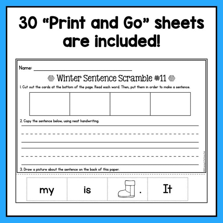 Decodable Sentence Scrambles for Kindergarten | Winter Theme – Learning ...