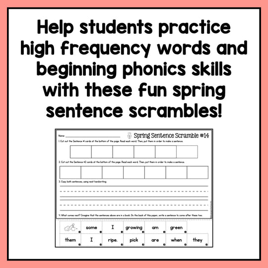 Decodable Sentence Scrambles for Second Grade | Spring Theme – Learning ...