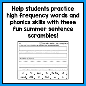 Decodable Sentence Scrambles for Second Grade | Summer Theme – Learning ...