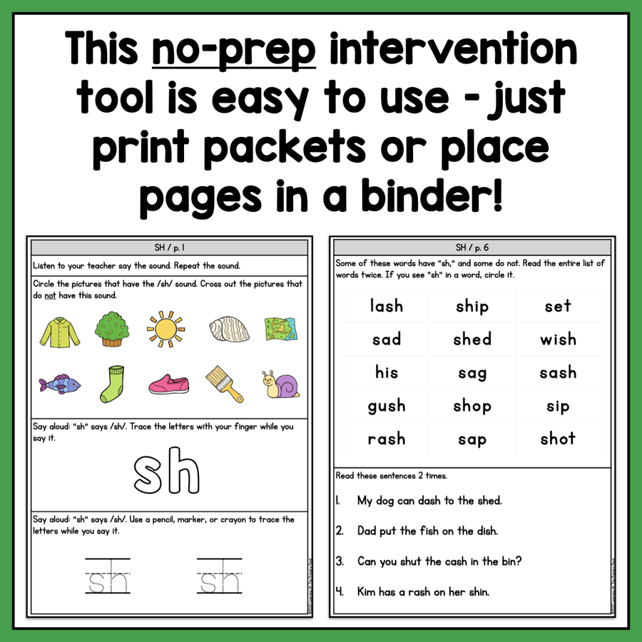 Digraphs Intervention Pack | No-Prep, Phonics-Based Reading Interventi ...