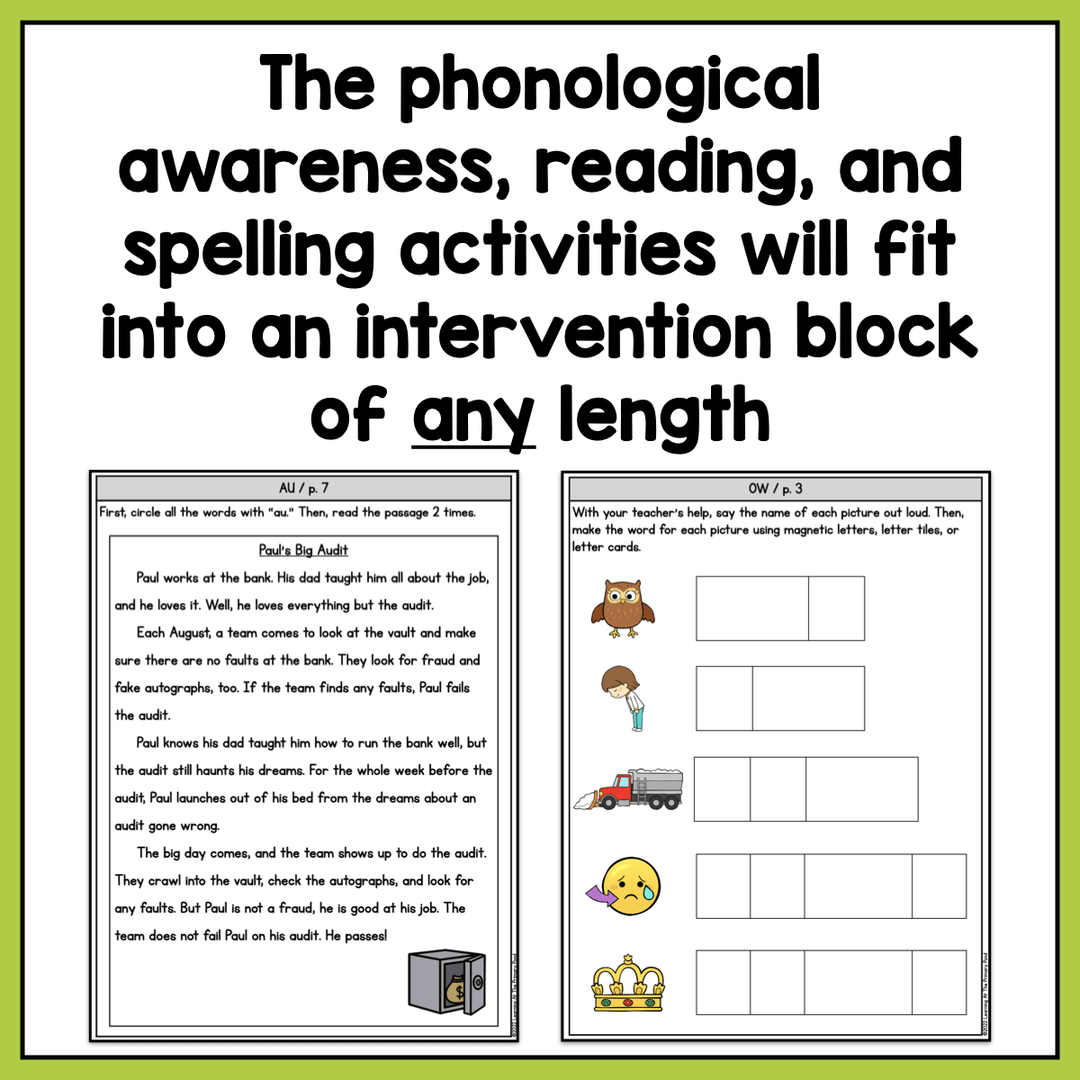 Diphthongs Intervention Pack | No-Prep, Phonics-Based Reading Interven ...