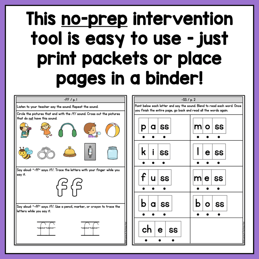 Double Final Consonants Intervention Pack | No-Prep, Phonics-Based Rea ...