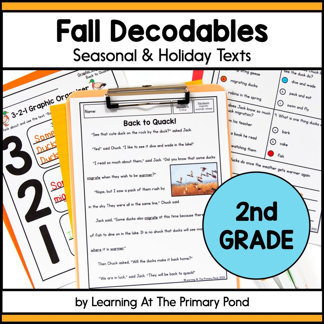 Fall Decodable Texts for 2nd Grade | Passages on Fall and Fall Holiday ...