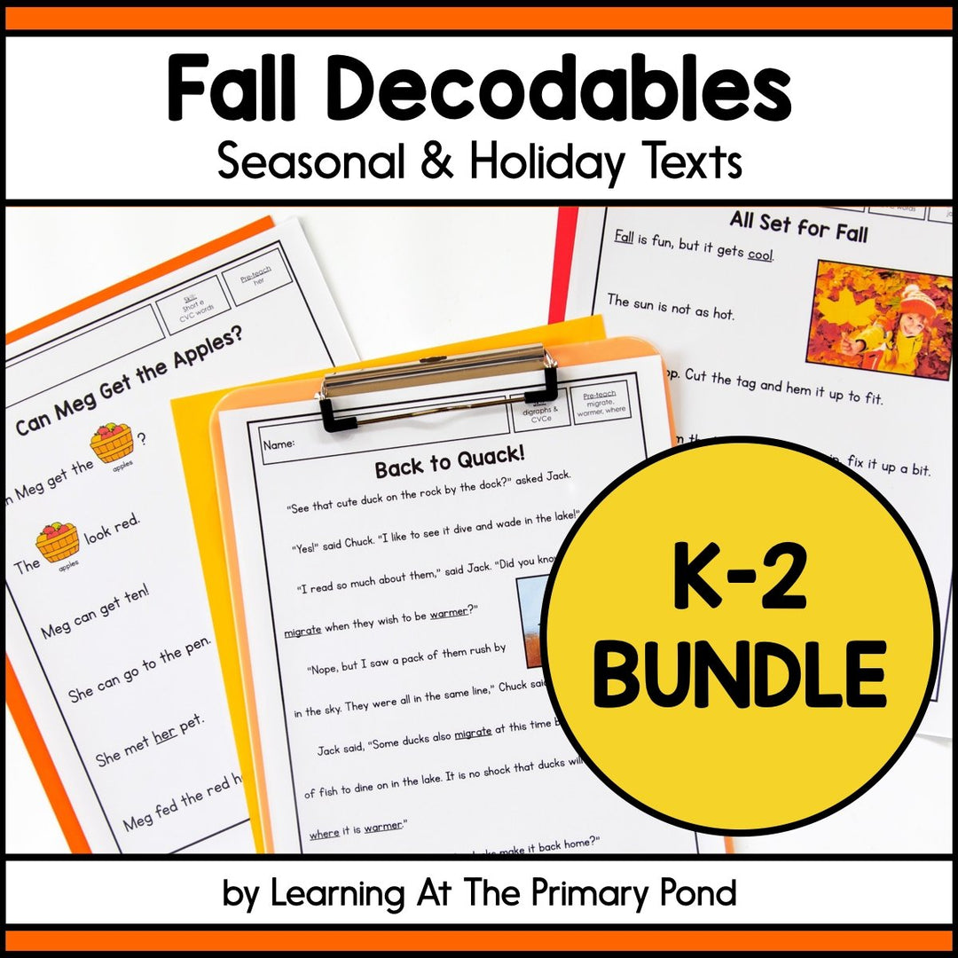 Fall Decodable Texts for K-2 | Passages Bundle – learning-at-the ...