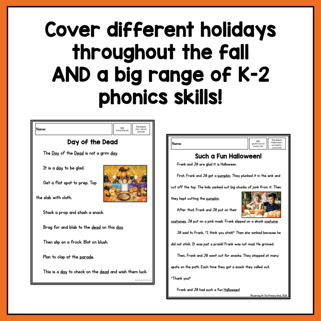 Fall Decodable Texts for K-2 | Passages Bundle – Learning at the ...