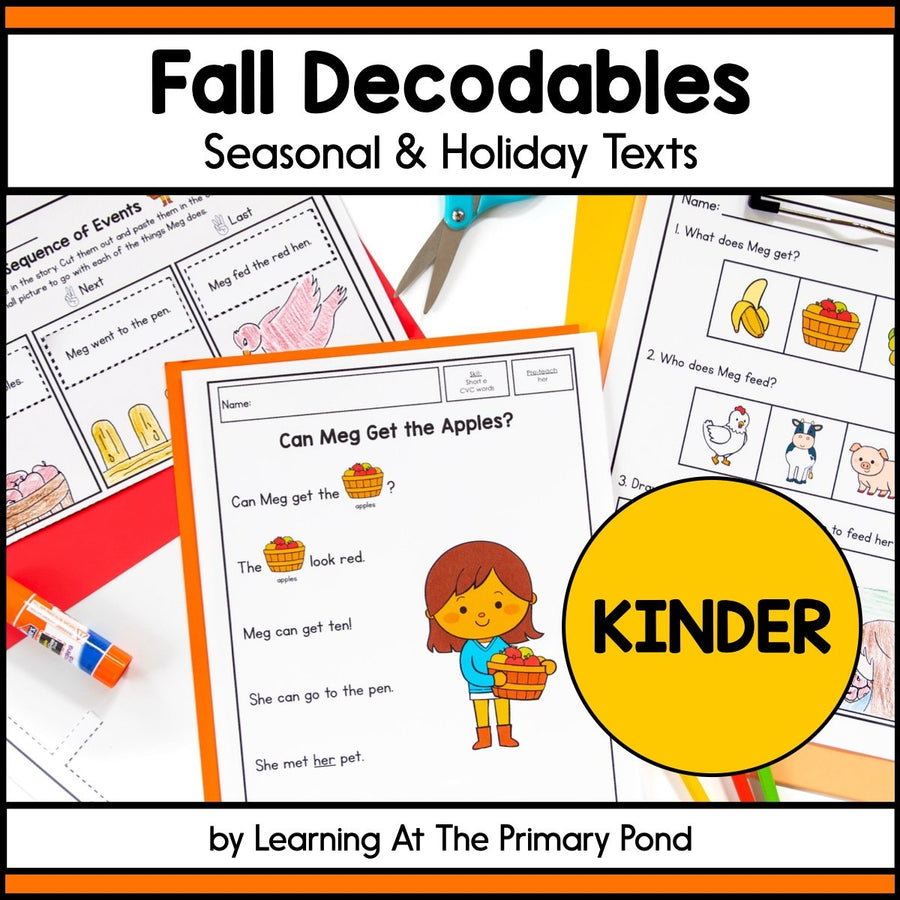 Fall Decodable Texts for Kindergarten | Passages on Fall and Fall Holi ...