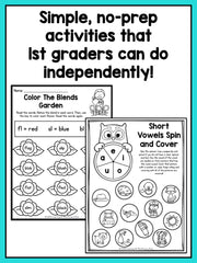 First Grade Back to School Literacy Packet: "I Can Work By Myself ...