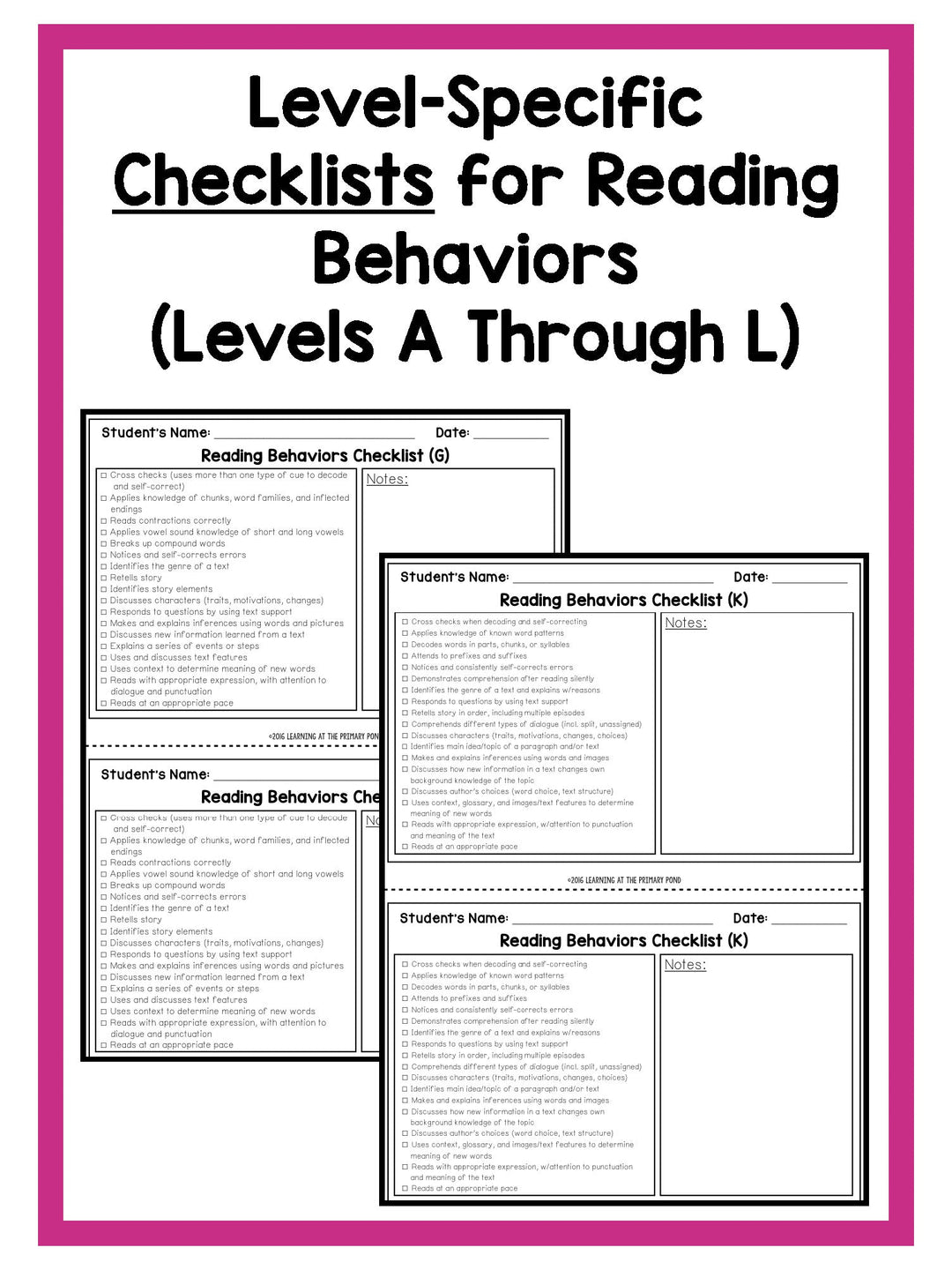 First Grade Guided Reading Checklists and Rubrics – Learning at the ...