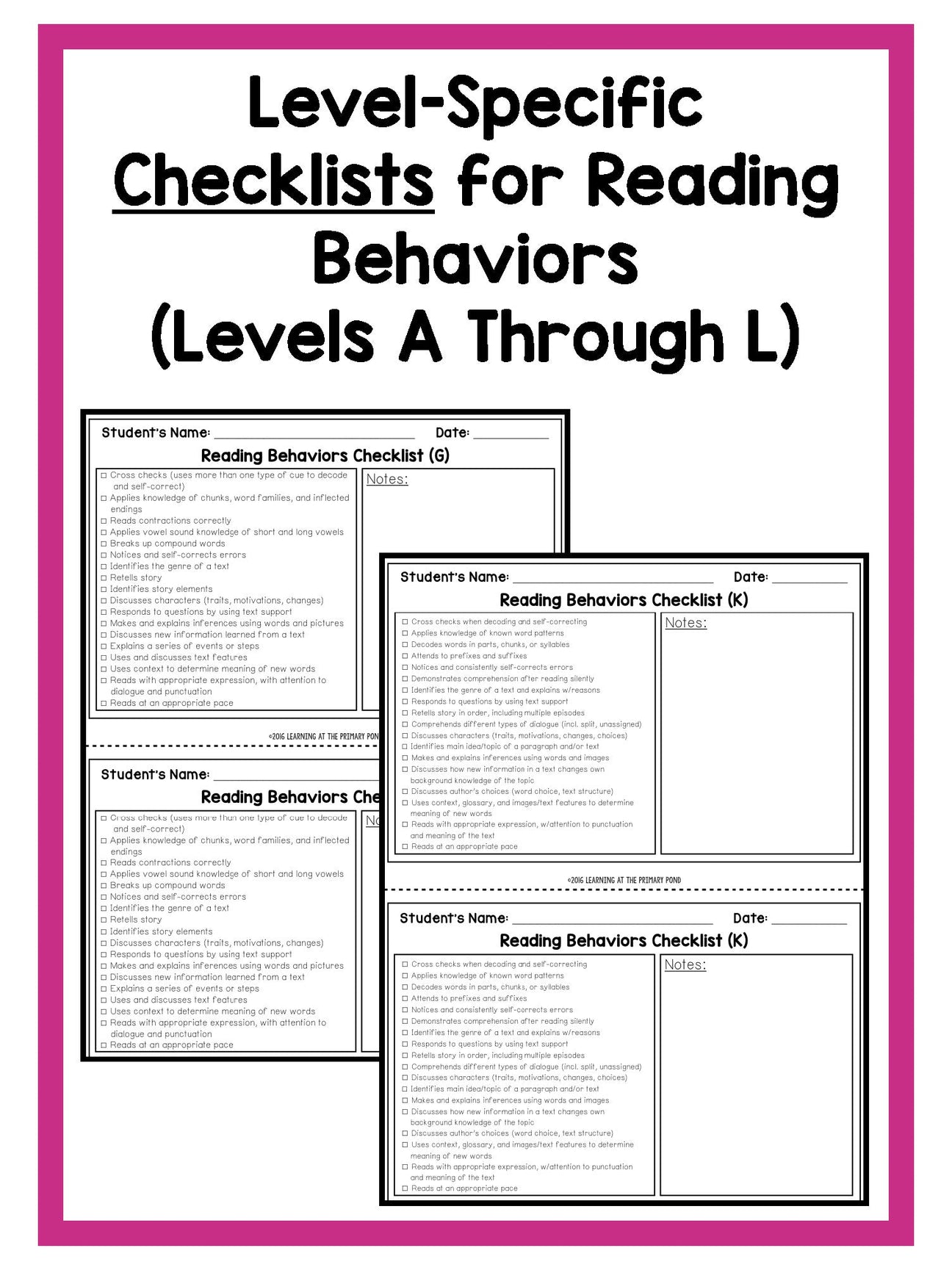First Grade Guided Reading Checklists and Rubrics – Learning at the ...