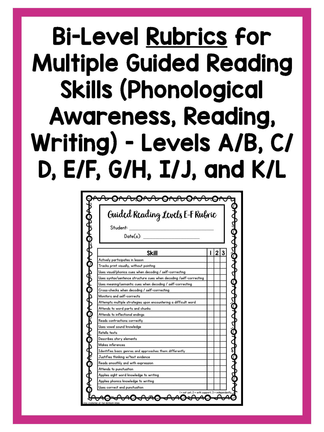 First Grade Guided Reading Checklists and Rubrics – Learning at the ...