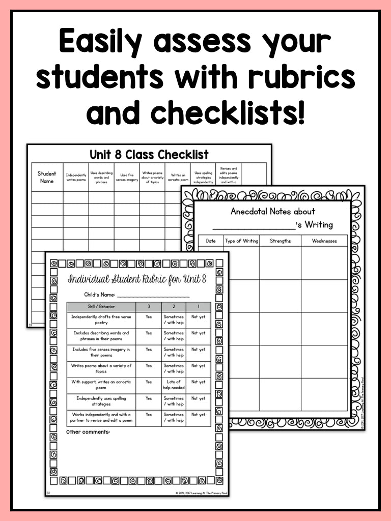 First Grade Poetry Writing Lessons {1st Grade Writing Workshop Unit 8 ...