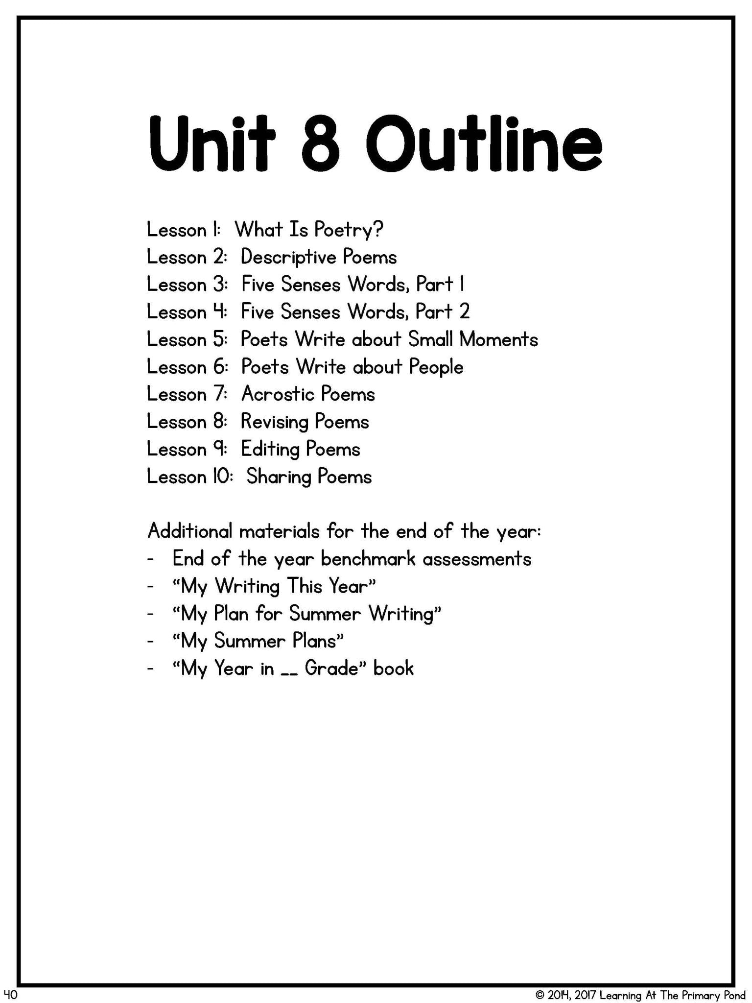 First Grade Poetry Writing Lessons {1st Grade Writing Workshop Unit 8 ...