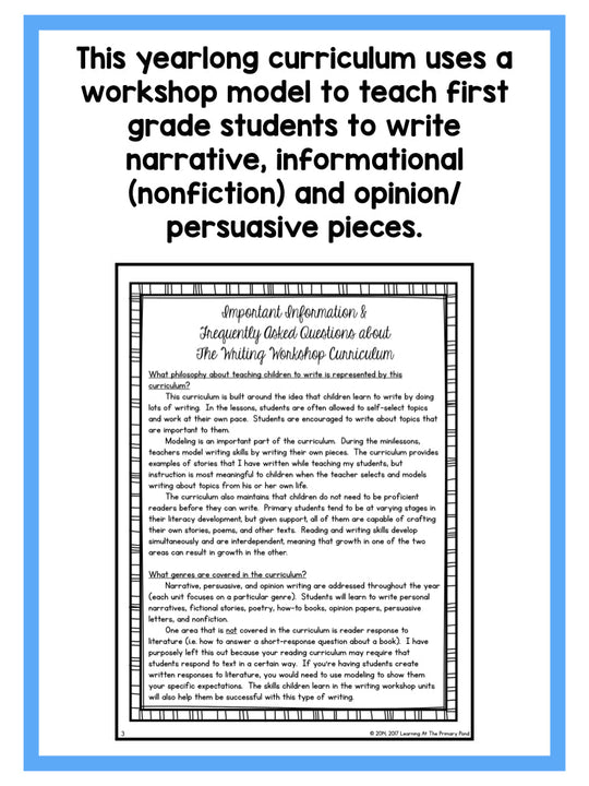 First Grade Writing Workshop & Reading Workshop Mega Bundle – Learning ...