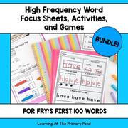 High Frequency Word Worksheets & Games BUNDLE | Fry’s First 100 Sight ...