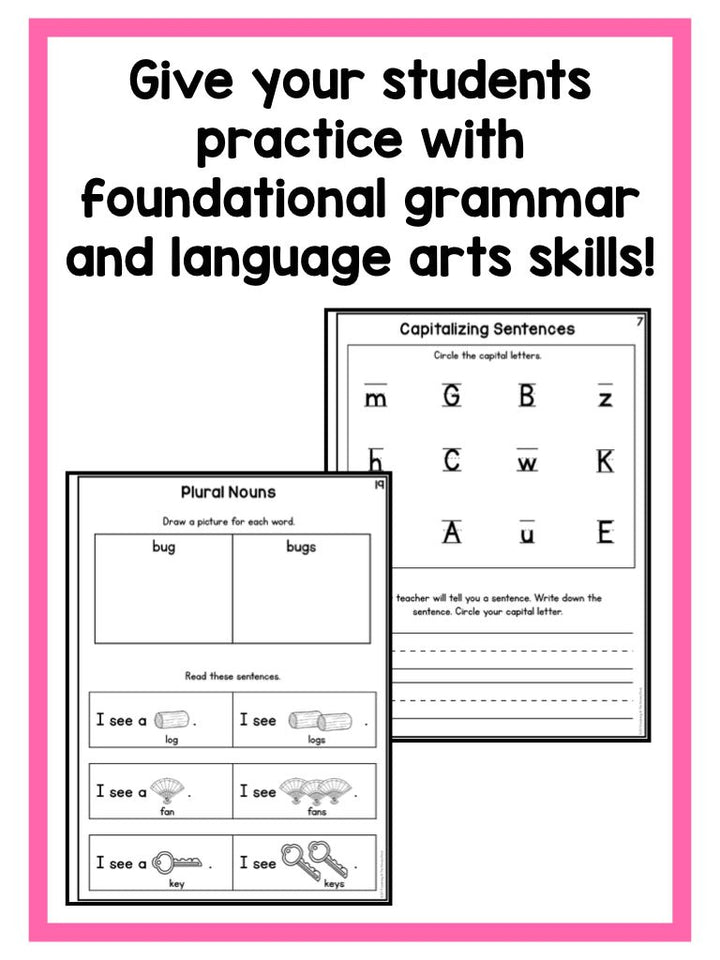 Kindergarten Grammar Workbook {My First Grammar & Language Practice Bo ...