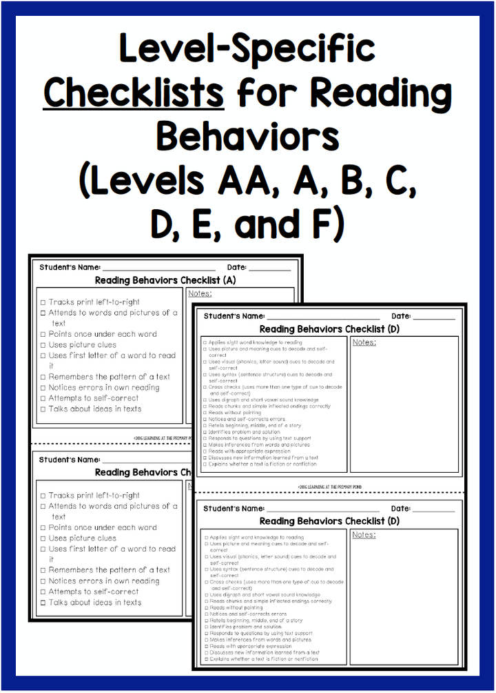 Kindergarten Guided Reading Checklists and Rubrics – Learning at the ...