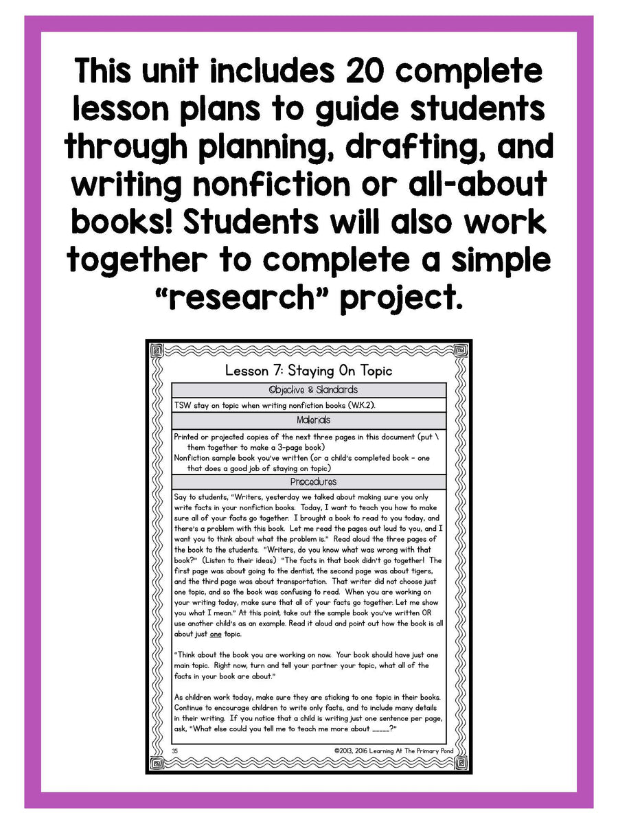 Kindergarten Nonfiction Writing Lessons {Kinder Writing Workshop Unit ...