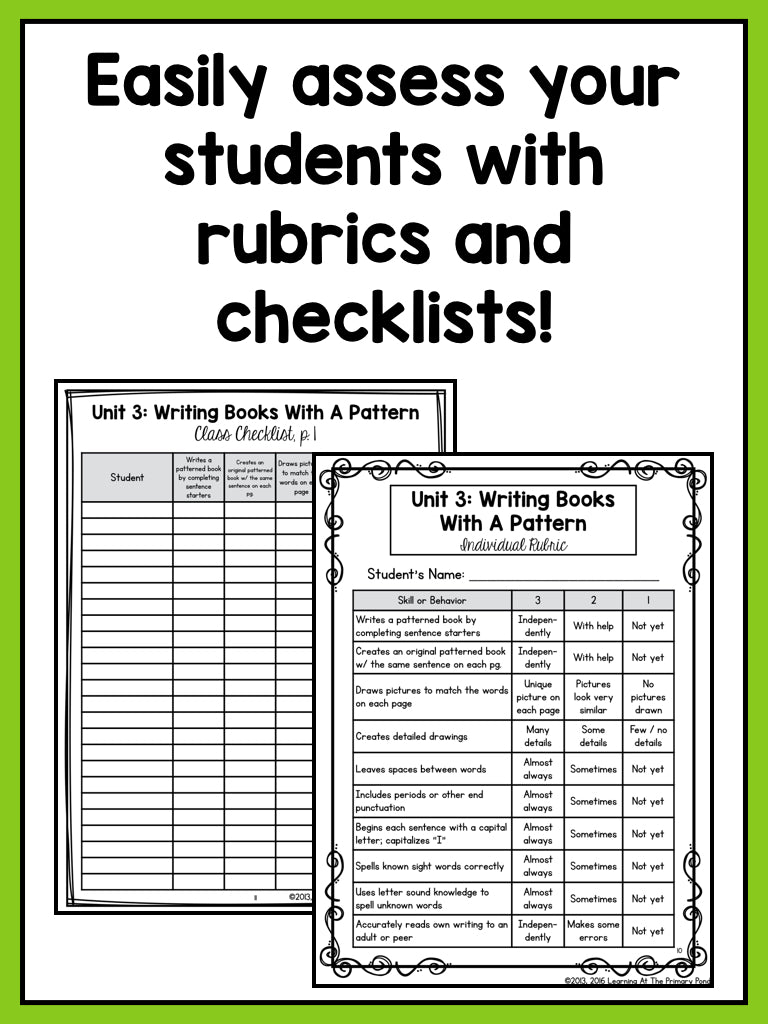 Kindergarten Patterned Book Writing Lessons {Kinder Writing Workshop U ...