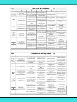 Kindergarten Writing Rubrics - Narrative, Informational, and Opinion G ...