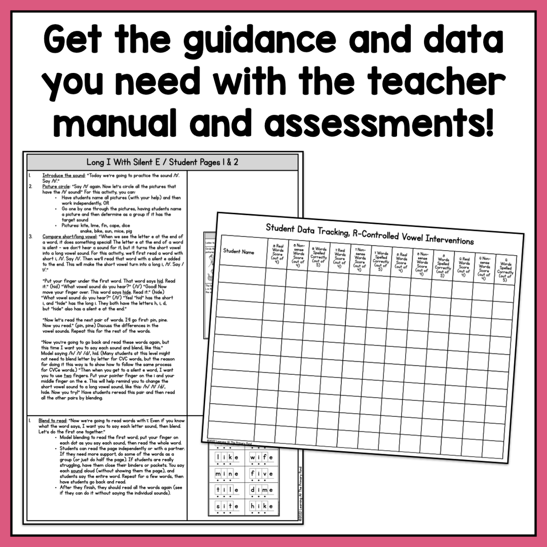 Long Vowels with Silent E (CVCe Words) Intervention Pack | No-Prep, Ph ...