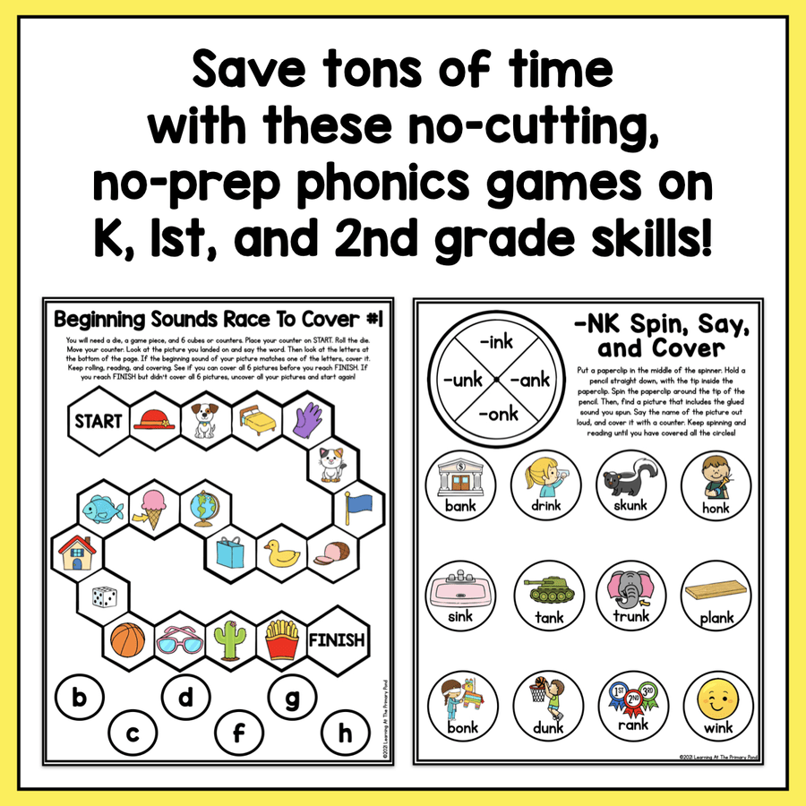 No-Prep Phonics Games Bundle K-2 MEGA Bundle – Learning at the Primary Pond