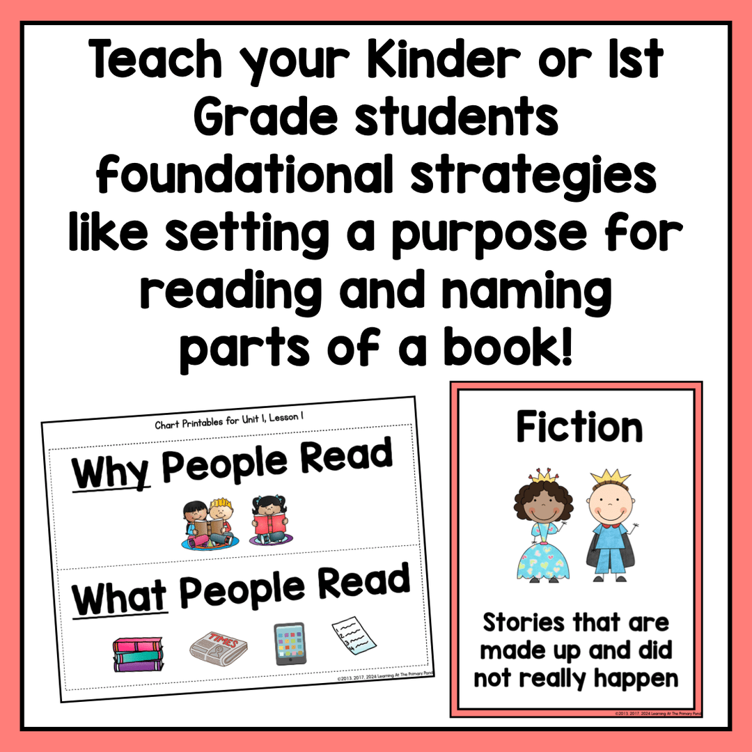 Reading Comprehension Lesson Plans for K-1 {Unit 1: Setting a Purpose ...