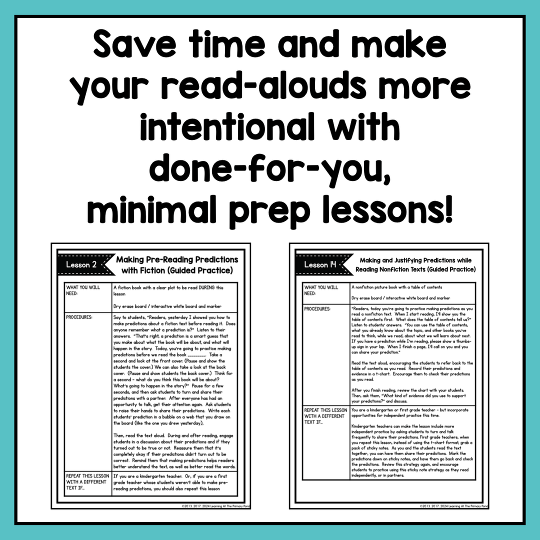 Reading Comprehension Lesson Plans for K-1 {Unit 3: Making Predictions ...