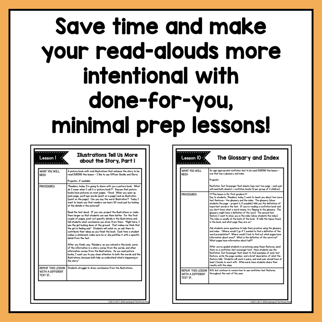 Reading Comprehension Lesson Plans for K-1 {Unit 6: Text Features & Il ...