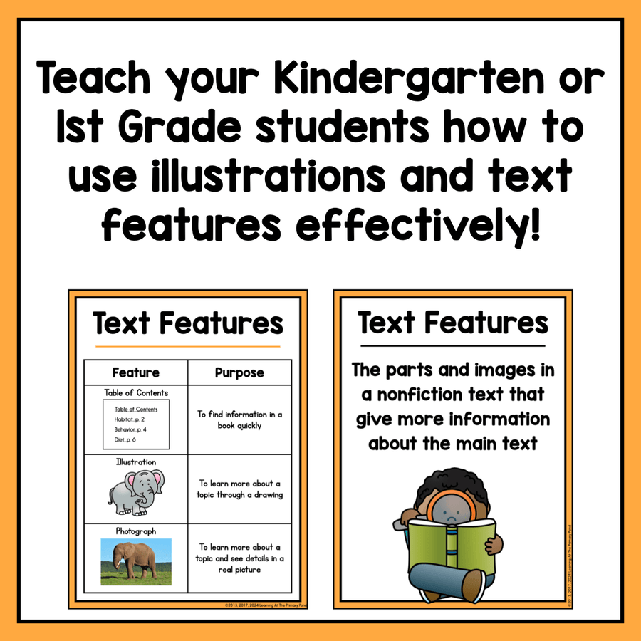 Reading Comprehension Lesson Plans for K-1 {Unit 6: Text Features & Il ...