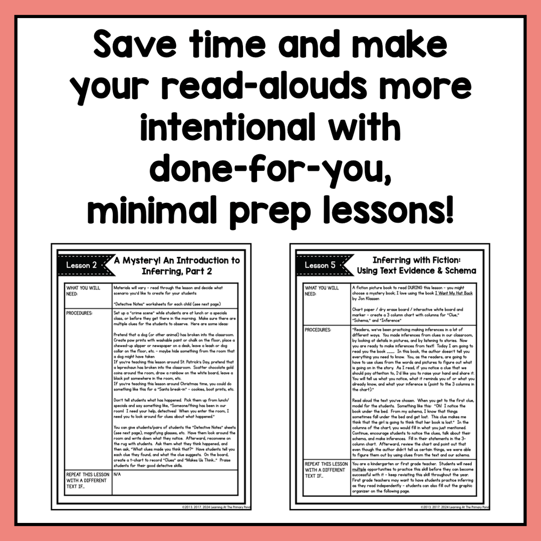 Reading Comprehension Lesson Plans for K-1 {Unit 9: Making Inferences ...