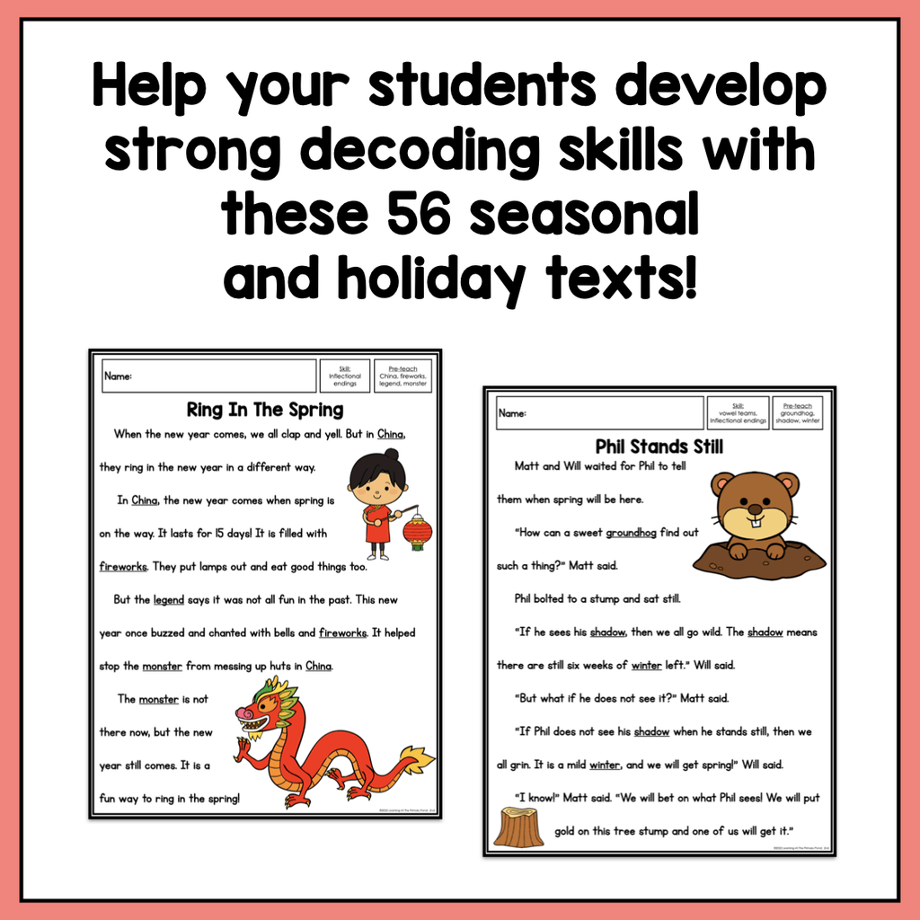 Seasonal Decodable Texts for 2nd Grade | All Seasons and Holidays Bund ...
