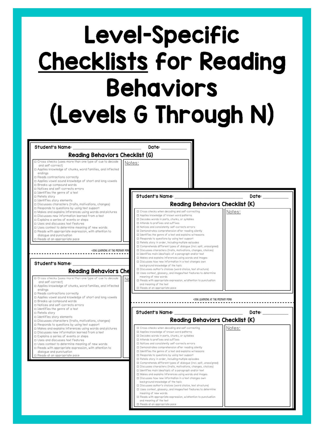 Second Grade Guided Reading Checklists and Rubrics – Learning at the ...
