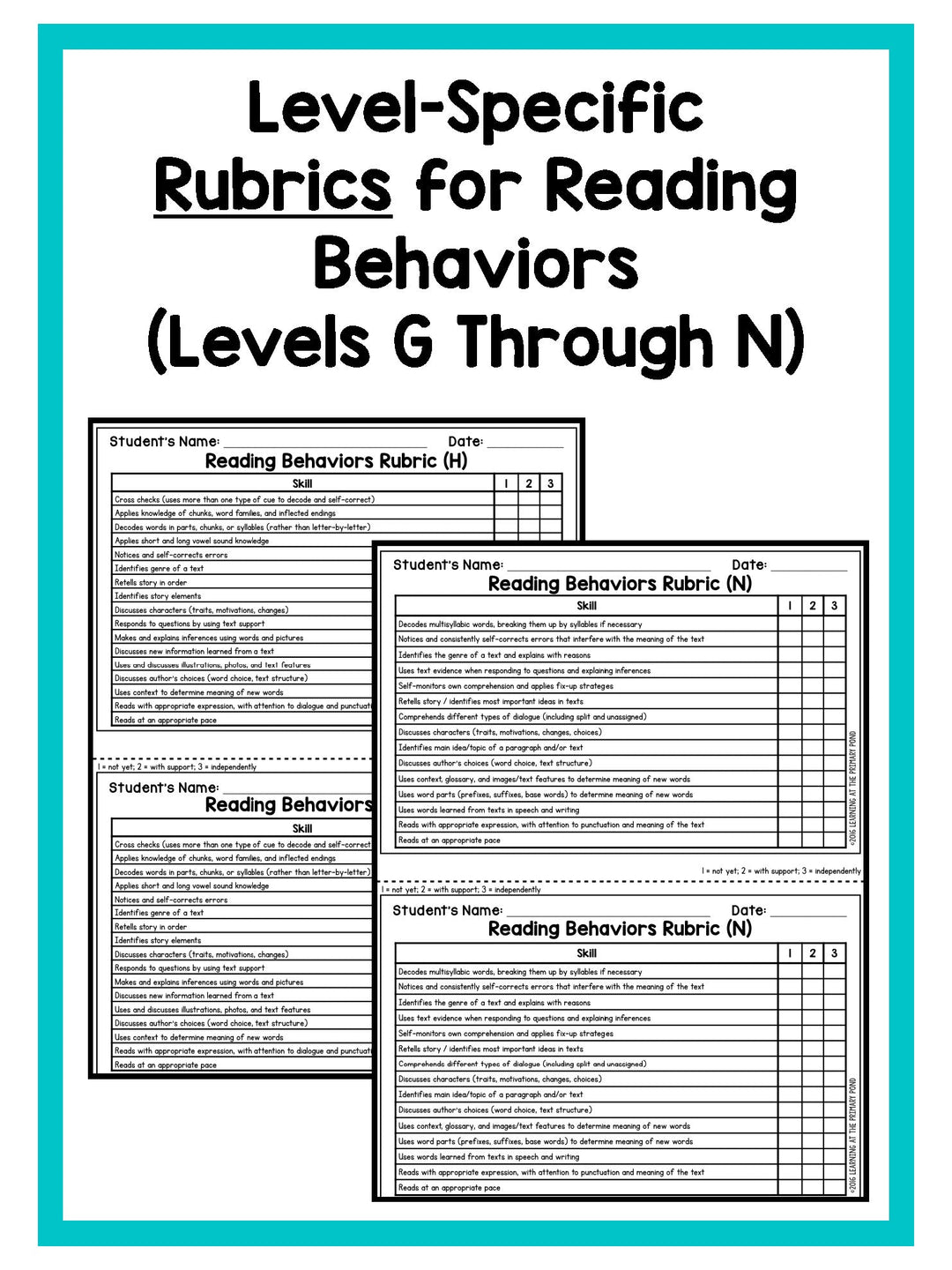 Second Grade Guided Reading Checklists and Rubrics – Learning at the ...