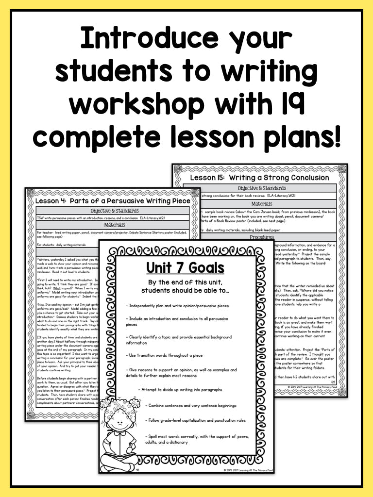 Second Grade Opinion Writing Lessons {2nd Grade Writing Workshop Unit ...