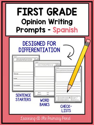 SPANISH Writing Prompts for First Grade Opinion Writing – learning-at ...