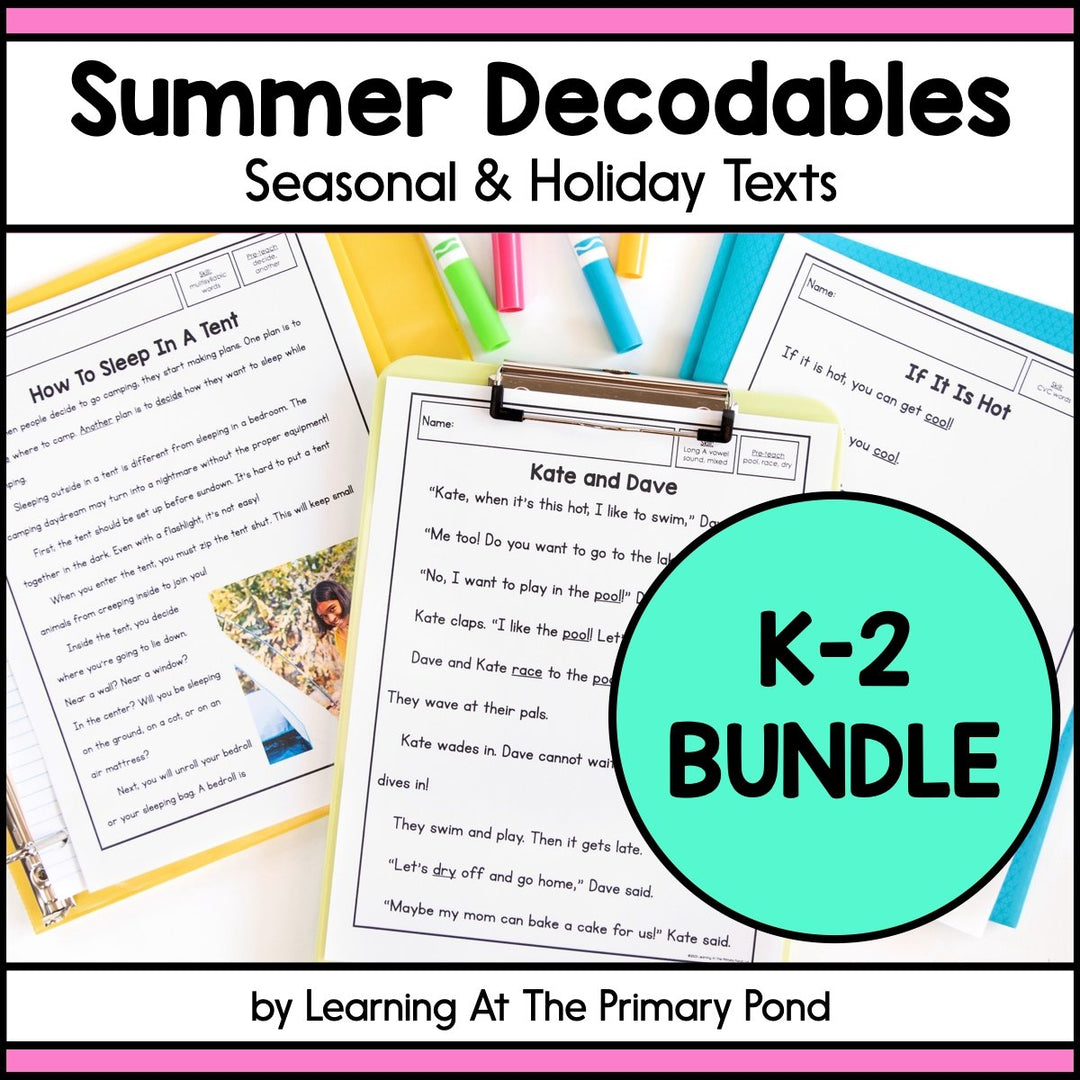 Summer Decodable Texts for K-2 | Passage BUNDLE – Learning at the ...