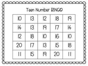 Teen Numbers Bingo {Numbers 10-20} – Learning at the Primary Pond