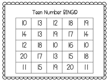 Teen Numbers Bingo {Numbers 10-20} – learning-at-the-primary-pond